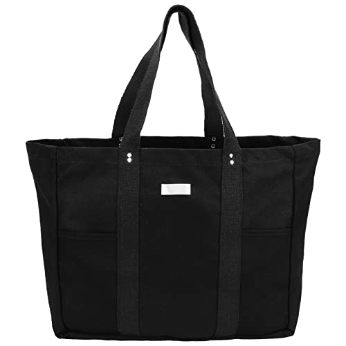 TORASO Large Tote bag, Shoulder Bag Top Handle Handbag for Travel, Work, School, 16"*14"*5", Black