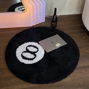 VUUEAN Round Towel Fun 8 Ball for Beach Pool Surfing Outdoor Yoga Black Area Rug, Billiard Pool Eight Ball Carpet (Black, 39.37 * 39.37)