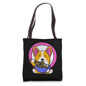 kawaii corgi ramen cute japanese manga anime dog lovers tote bag