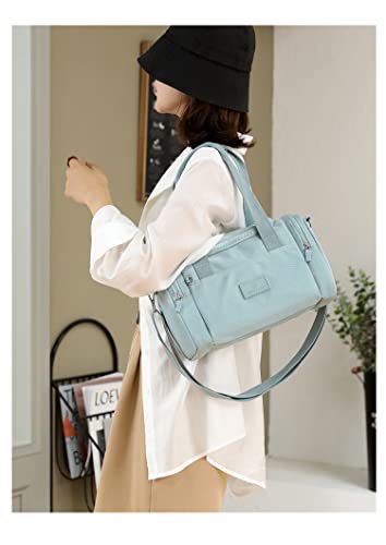 Women's Crossbody Satchel Bag Canvas Tote Bag Small Satchel Bag Round Nylon Purse Shoulder Bag Hobo Bag Chic