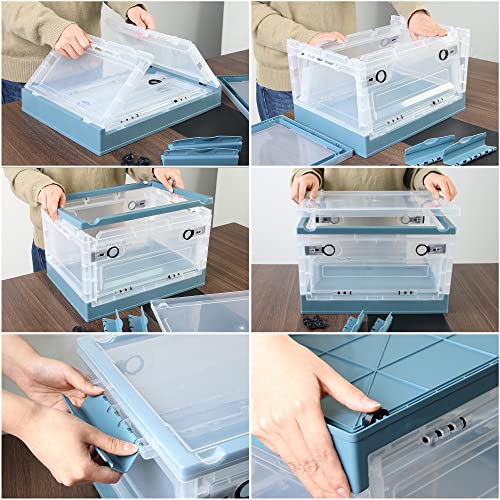 Homeforce 27Qt 2PC Clear Plastic Storage Bins with Lids, Organizers and Storage for bedroom, Stackable Storage Bin,Trunk Organizer, Dorm Room Essentials,blue