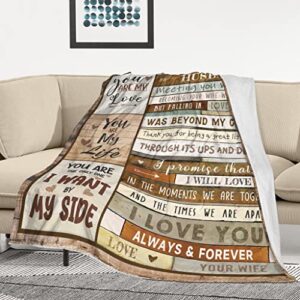 ZWERIVP Gifts for Husband - Husband Fathers Day Birthday Gift - Wedding Anniversary Romantic Gifts for Him - Husband Gifts from Wife - to My Husband Gifts Throw Blanket 60 x 50 inch