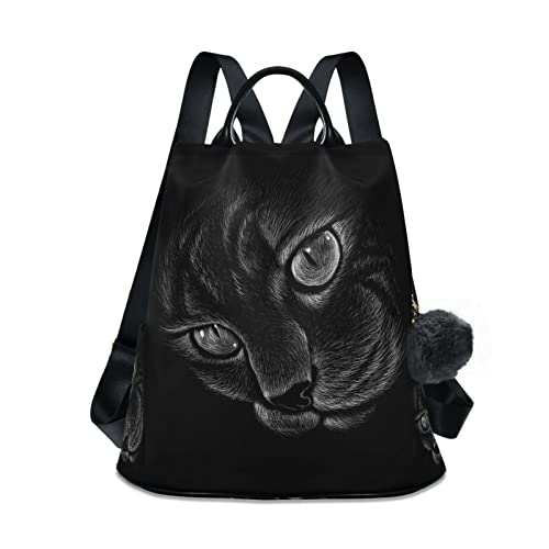 Fustylead Black Cat Backpack Purse for Women Anti Theft Fashion Back Pack Shoulder Bag