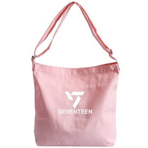 kpop seventeen merchandise canvas shoulder bag, hobo crossbody handbag casual tote