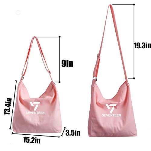 Kpop SEVENTEEN Merchandise Canvas Shoulder Bag, Hobo Crossbody Handbag Casual Tote