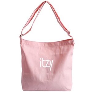 kpop itzy merchandise canvas shoulder bag, hobo crossbody handbag casual tote