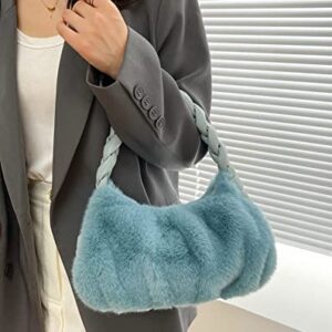 Tote Bag Women Cozy Fuffy Fleece Plush Trendy Shoulder Bag Quilted Casual Soft Warm Handbag Purse