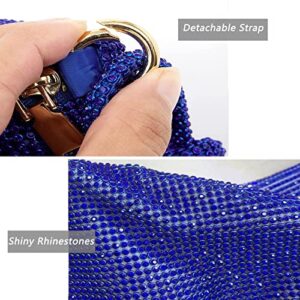 miscloder Rhinestone Purses for Women Evening Sparkly Gold Clutch Purse Chic Silver Hobo Bag for Wedding Party Prom (Blue)