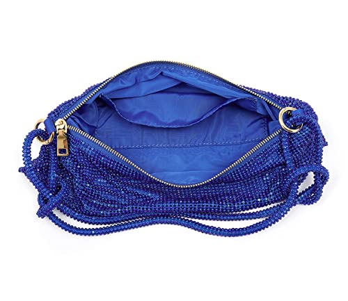 miscloder Rhinestone Purses for Women Evening Sparkly Gold Clutch Purse Chic Silver Hobo Bag for Wedding Party Prom (Blue)