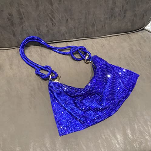 miscloder Rhinestone Purses for Women Evening Sparkly Gold Clutch Purse Chic Silver Hobo Bag for Wedding Party Prom (Blue)