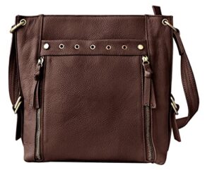 ccwbags genuine leather satchel/cross body concealed carry purse, brown