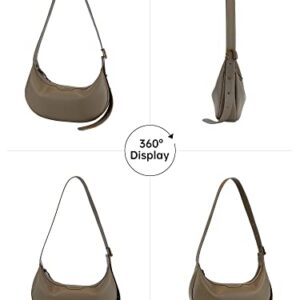 Amazing Song Hald Moon Crossbody Bag for Women, Designer Hobo Shoulder Handbag Togo Lether Adjustable Strap, Brown