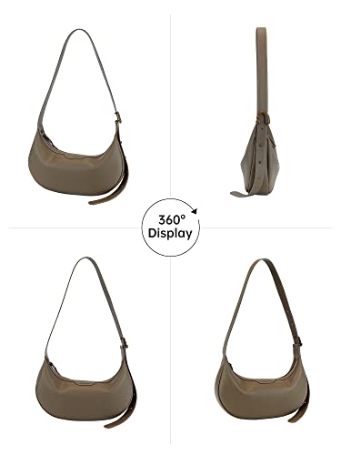 Amazing Song Hald Moon Crossbody Bag for Women, Designer Hobo Shoulder Handbag Togo Lether Adjustable Strap, Brown