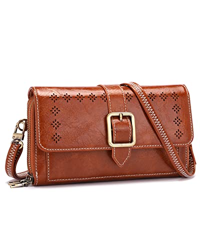 SIIHENRRY Small Crossbody Shoulder Bag for Women Multi Card Case Genuine Leather Cellphone Purse Passport Wallet