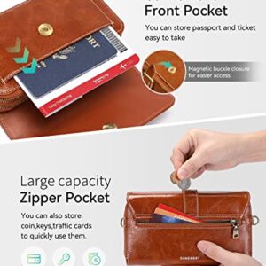 SIIHENRRY Small Crossbody Shoulder Bag for Women Multi Card Case Genuine Leather Cellphone Purse Passport Wallet