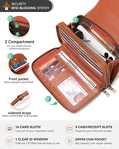 SIIHENRRY Small Crossbody Shoulder Bag for Women Multi Card Case Genuine Leather Cellphone Purse Passport Wallet