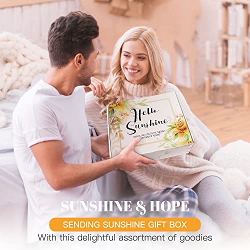 Sending Sunshine Gift, 10pcs Sunflower Gifts for Women, Get Well Soon Gifts Basket Care Package Unique Birthday Gifts Box with Inspirational Blanket Candle for Thinking of You Her Sister Best Friend