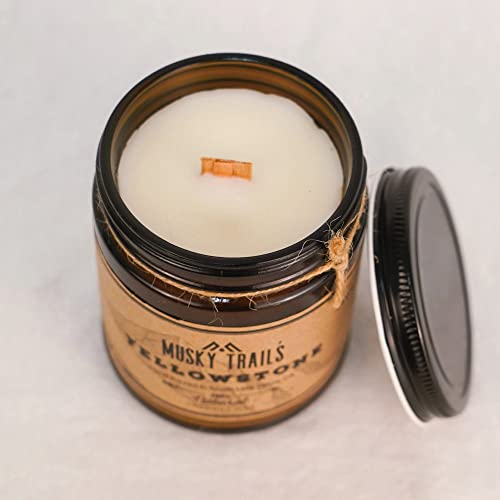 Yellowstone National Park Hand Poured Woodwick Crackle Coconut Wax Candle (8oz)