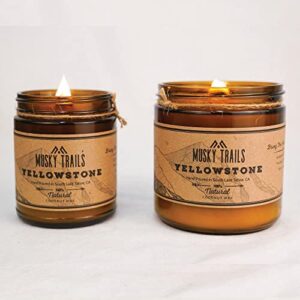 Yellowstone National Park Hand Poured Woodwick Crackle Coconut Wax Candle (8oz)