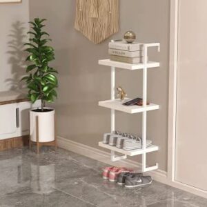 FUSUNBAO Wall Mounted Shelf Organizer Floating Shelves 3 Tiers Bookshlef Wall Hanging Wall Shoe Rack Shelf for Hallway,Living Room,Bedroom,Study Room,Office Room,Bath Room (Pure White-Washed)