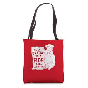 sola gratia sola fide sola scriptura reformation tote bag