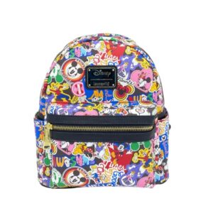 loungefly exclusive disney stickers all over print double strap shoulder bag