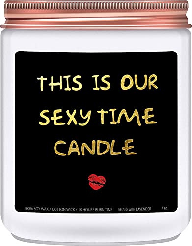 Naughty Candle Gifts- Sexy Time Candle, Anniversary, Wedding, Engagement Naughty Gifts for Him, Husband, Boyfriend, Fiancée, Men, Candle Gifts for Couples- Lavander Scented Candle