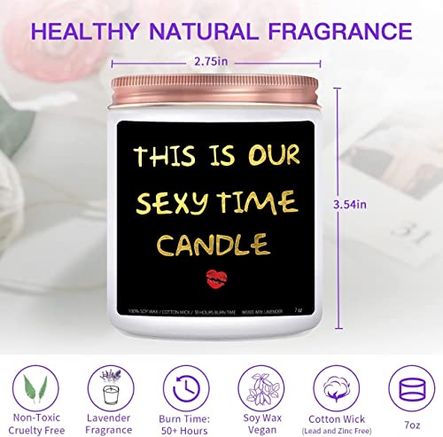 Naughty Candle Gifts- Sexy Time Candle, Anniversary, Wedding, Engagement Naughty Gifts for Him, Husband, Boyfriend, Fiancée, Men, Candle Gifts for Couples- Lavander Scented Candle