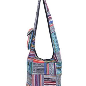 THE COLLECTION ROYAL Bohemian Patchwork Crossbody Purse - Hippie Ethnic Vintage Tribal Inspired Handbag (Blue)