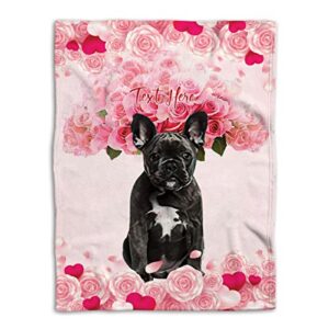 ohaprints custom frenchie french bulldog dog lover personalized name soft sherpa throw blankets cozy fuzzy fleece throws for tv sofa couch comfy fluffy blanket 30x40 50x60 60x80