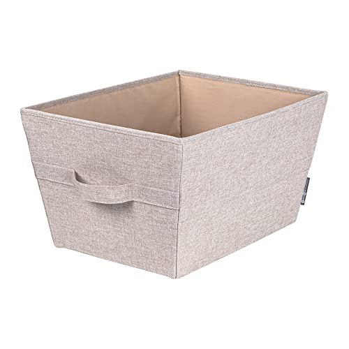 Bigso Tapered Storage Bin | Collapsible Fabric Storage Cubes for Organizing | Foldable Storage Bins for Shelves | Storage Baskets for Closets and Rooms with Handles | 13.4”x17.7”x9.8” | Large | Beige