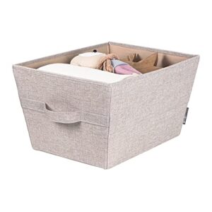 Bigso Tapered Storage Bin | Collapsible Fabric Storage Cubes for Organizing | Foldable Storage Bins for Shelves | Storage Baskets for Closets and Rooms with Handles | 13.4”x17.7”x9.8” | Large | Beige