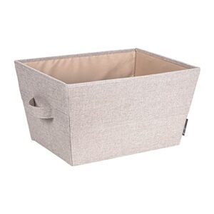 Bigso Tapered Storage Bin | Collapsible Fabric Storage Cubes for Organizing | Foldable Storage Bins for Shelves | Storage Baskets for Closets and Rooms with Handles | 13.4”x17.7”x9.8” | Large | Beige