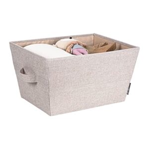 Bigso Tapered Storage Bin | Collapsible Fabric Storage Cubes for Organizing | Foldable Storage Bins for Shelves | Storage Baskets for Closets and Rooms with Handles | 13.4”x17.7”x9.8” | Large | Beige