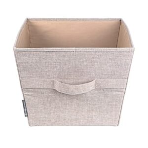 Bigso Tapered Storage Bin | Collapsible Fabric Storage Cubes for Organizing | Foldable Storage Bins for Shelves | Storage Baskets for Closets and Rooms with Handles | 13.4”x17.7”x9.8” | Large | Beige