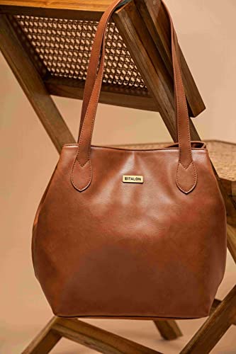 ESTALON Women Structured Shoulder Bag (Tan)