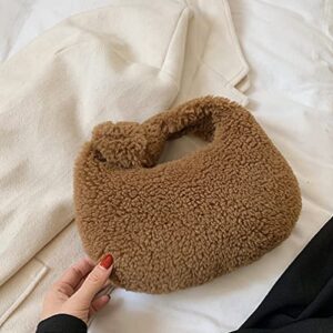 GALPADA Women Plush Handbag Tote Bags Dumpling Bag Winter Clutch Purses