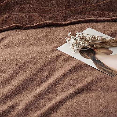 MOONLIGHT20015 Silk Touch Warm Fleece Throw Blankets - 400 GSM Throws for Sofa Fluffy Blanket Bed Throw for Bedroom, Couch, Travel (Coffee, Throw 50" x 60")