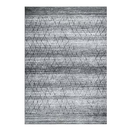 GlowSol Grey Area Rug for Living Room Moroccan Area Rugs 8×10 Boho Throw Indoor Carpet Low Pile Non-Slip Floor Cover Rugs Machine Washable Area Rugs Large Area Rug for Bedroom Nursery Dining Room