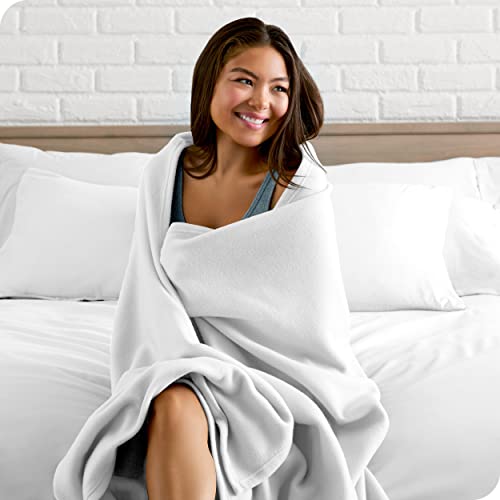 Bare Home Polar Fleece Blanket - Full/Queen Blanket - White - Warm & Cozy - Premium Fleece Blanket - Blanket for Bed, Sofa, Camping, Travel and Cold Nights - Lightweight Blanket (Full/Queen, White)