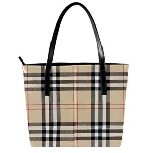 RODAILYCAY Leather Handbag for Women Large Capacity Top Handle Satchel Bucket Purses Shoulder Bag Classic Glen Plaid