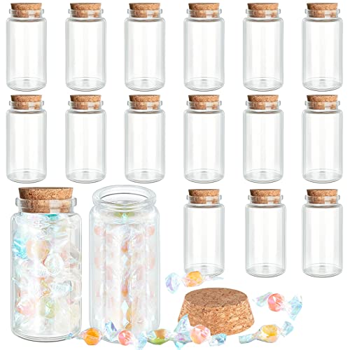 12 Pack Small Glass Cork Bottles, 100 ml/ 3.4 oz, Small Glass Jars Spell Jars Clear Potion Bottles Mini Glass Bottles with Cork Bottle Bright DIY Sand Water Message Decorative Jar Party Favors