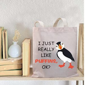 BDPWSS Puffins Gift Puffin Seabird Lover Gift Ornithology Birding Bird Watching Gift I Just Really Like Puffins Tote Bag (Just Like Puffins TG)