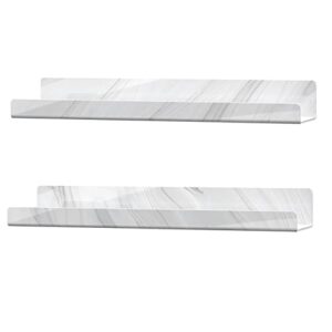 uak bathroom shelves, wall shelf 15″ marble floating wall ledge shelf, marble wall mounted display storage bookshelf for bedroom, living room, bathroom, kitchen(15 inch 2pack)