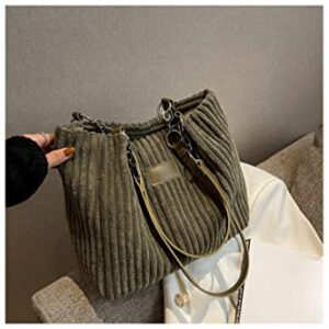 Ulisty Women Corduroy Tote Bag Casual Shoulder Bag Daily Shopping Bag Fashion Handbag green