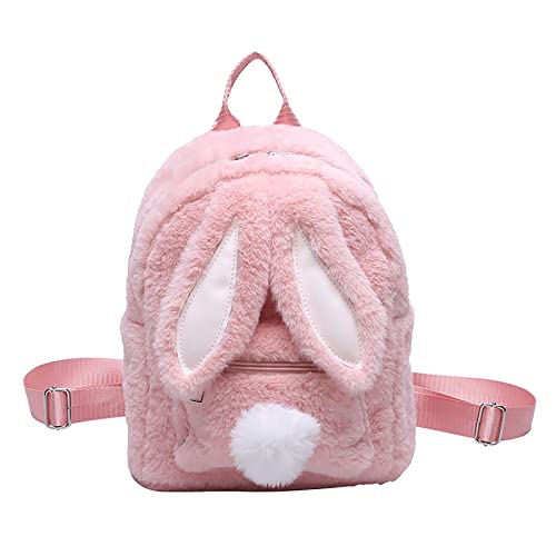 FVGWTVS Plush Bunny Ears Backpack, Girls Cute Backpack Mini Fluffy Plush Rabbit Travel Backpack Shoulder Bag Satchel