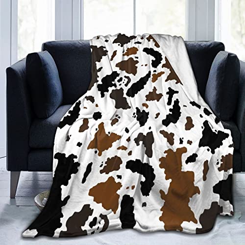 Artfuy Cow Print Blanket Microfiber Sherpa Fleece Throw Blanket Super Soft Lightweight Fuzzy Flannel Cozy Warm Plush Blankets for Couch Sofa Bed Office