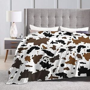 Artfuy Cow Print Blanket Microfiber Sherpa Fleece Throw Blanket Super Soft Lightweight Fuzzy Flannel Cozy Warm Plush Blankets for Couch Sofa Bed Office