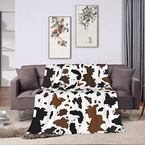 Artfuy Cow Print Blanket Microfiber Sherpa Fleece Throw Blanket Super Soft Lightweight Fuzzy Flannel Cozy Warm Plush Blankets for Couch Sofa Bed Office