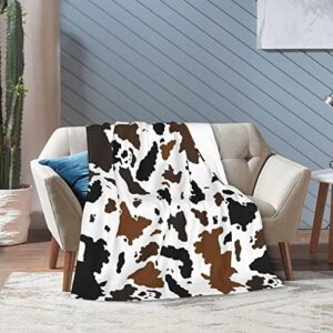 Artfuy Cow Print Blanket Microfiber Sherpa Fleece Throw Blanket Super Soft Lightweight Fuzzy Flannel Cozy Warm Plush Blankets for Couch Sofa Bed Office